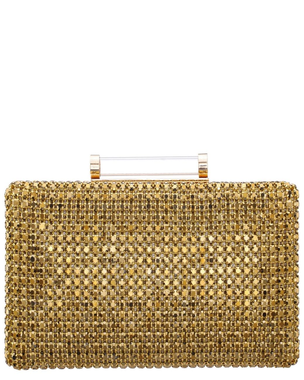 Nina Mini Crystal Encrusted Minaudiere Lift Lock Clutch in Metallic | Lyst
