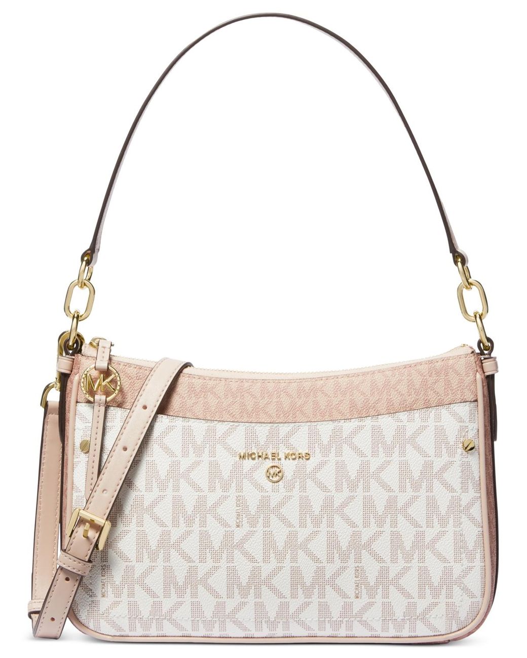 Michael Kors Michael Jet Set Charm Logo Medium Top Zip Pochette Crossbody in Metallic | Lyst