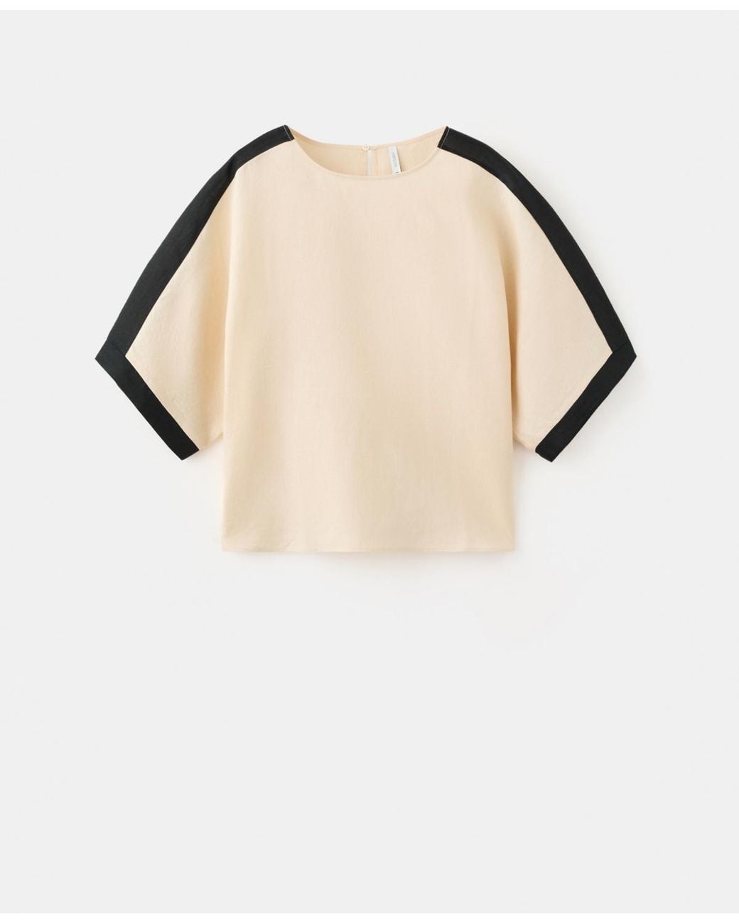 Mango Contrasting Stripes Linen Blouse in Natural | Lyst