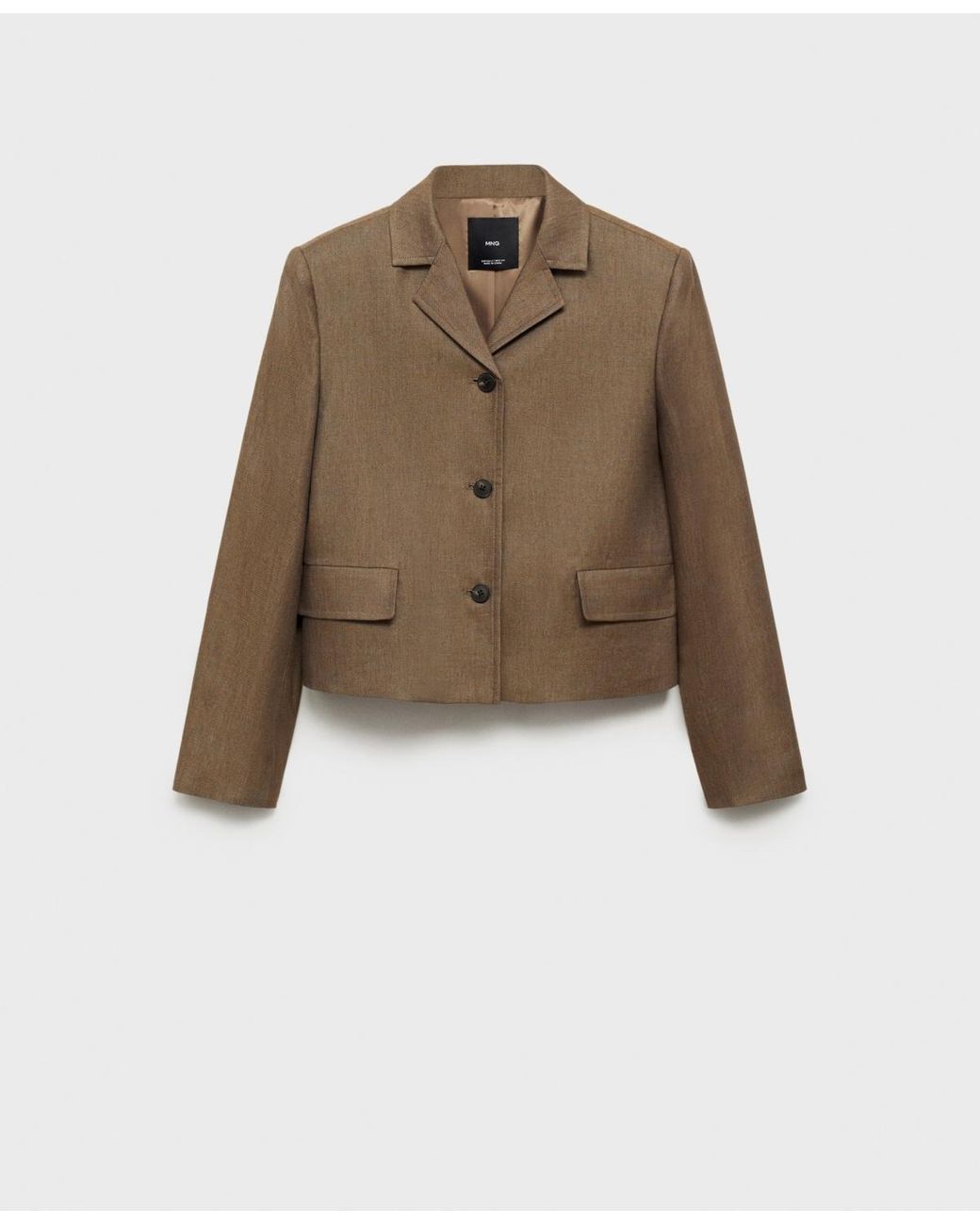 Mango Linen-blend Cropped Jacket in Natural | Lyst