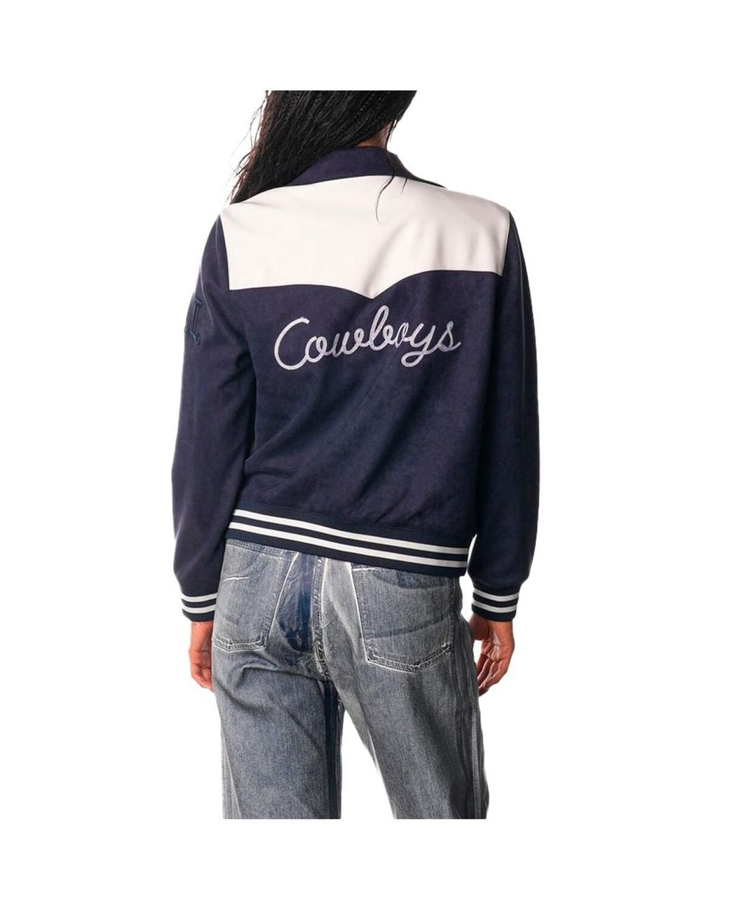 The Wild Collective Dallas Cowboys Suede Full-snap Bomber Jacket in ...