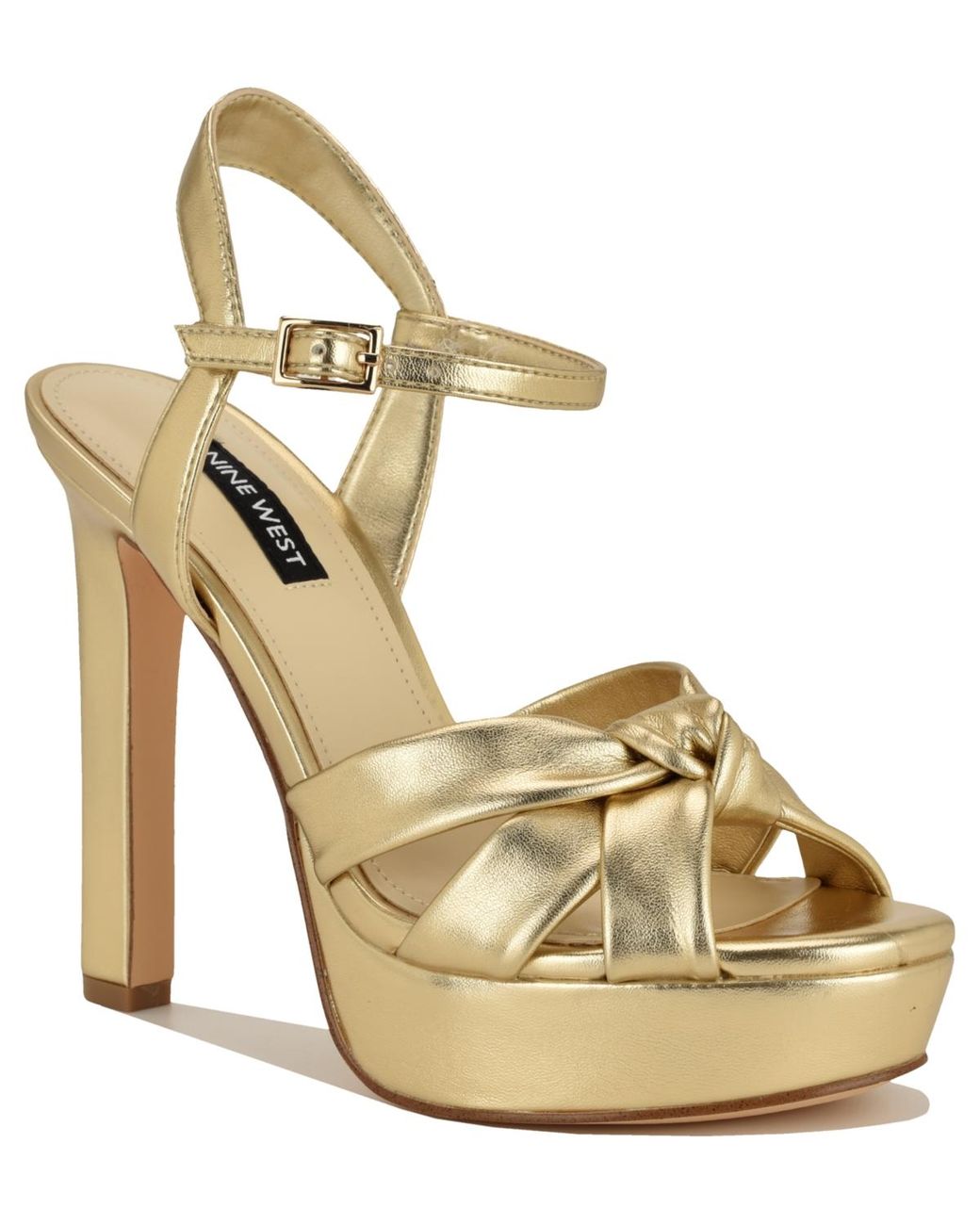 Nine West Windee Knotted Platform Stiletto Sandals in Metallic | Lyst