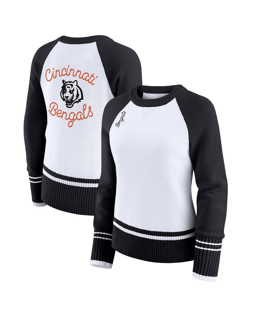 WEAR by Erin Andrews White/black Cincinnati Bengals Color Block Raglan ...