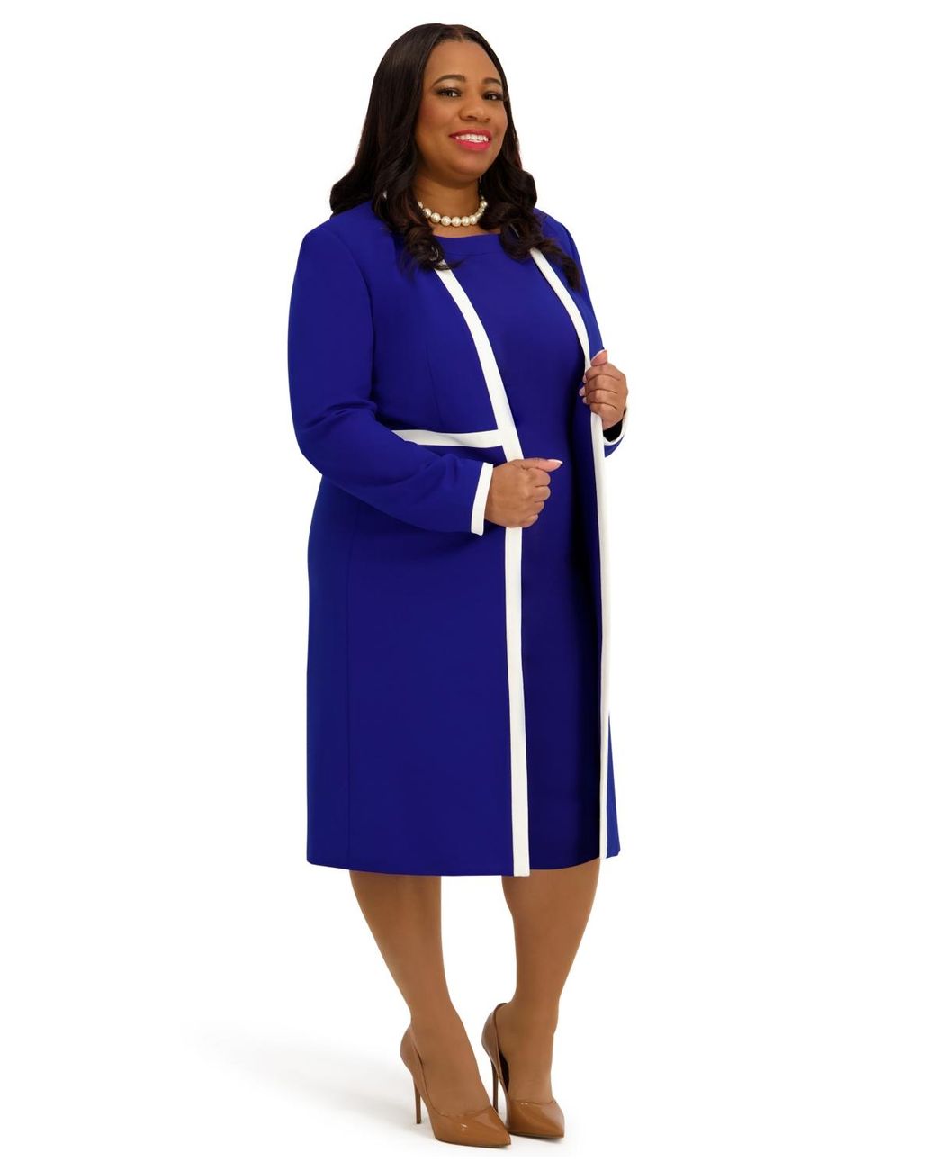 Kasper Framed Waist Seam Open Topper Jacket in Blue | Lyst