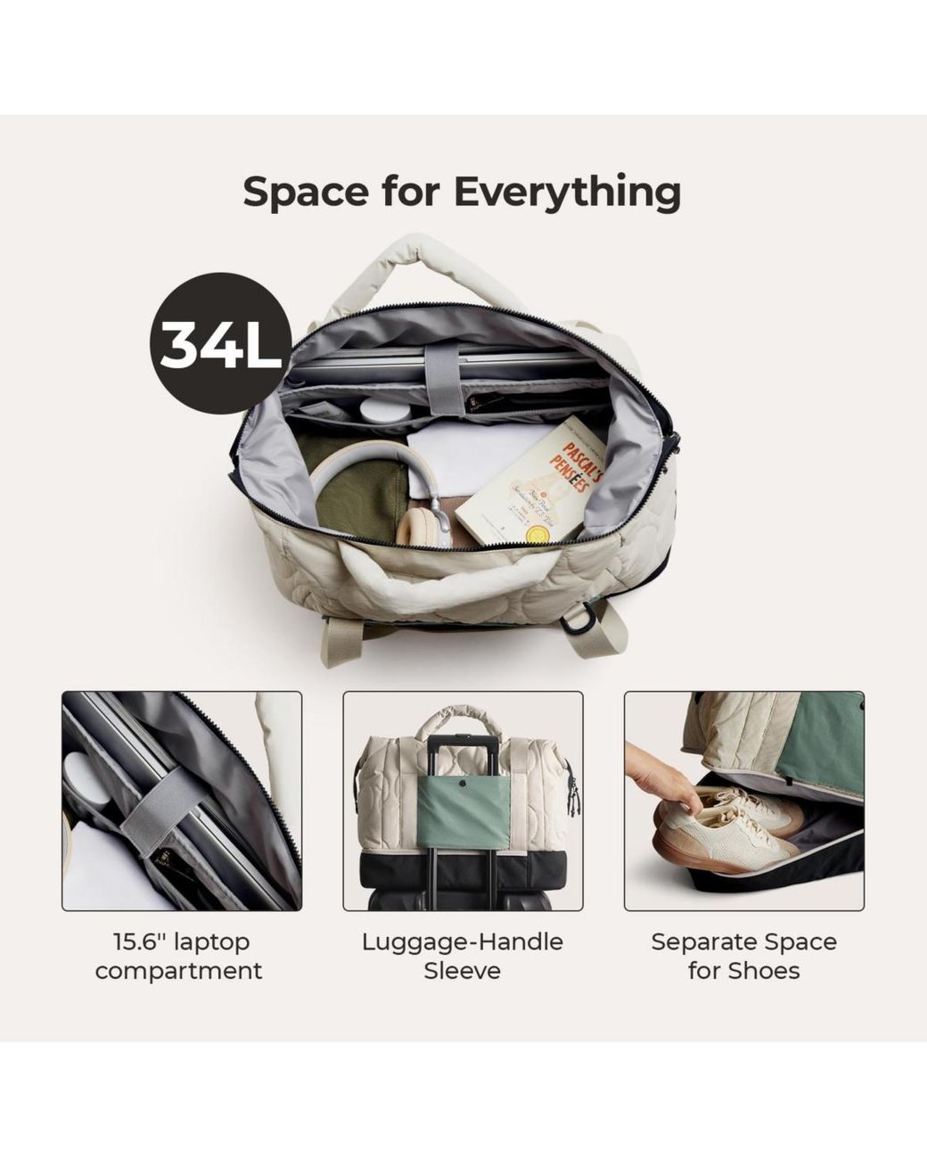 Bagsmart Walker 34l Laptop Duffle in Natural | Lyst