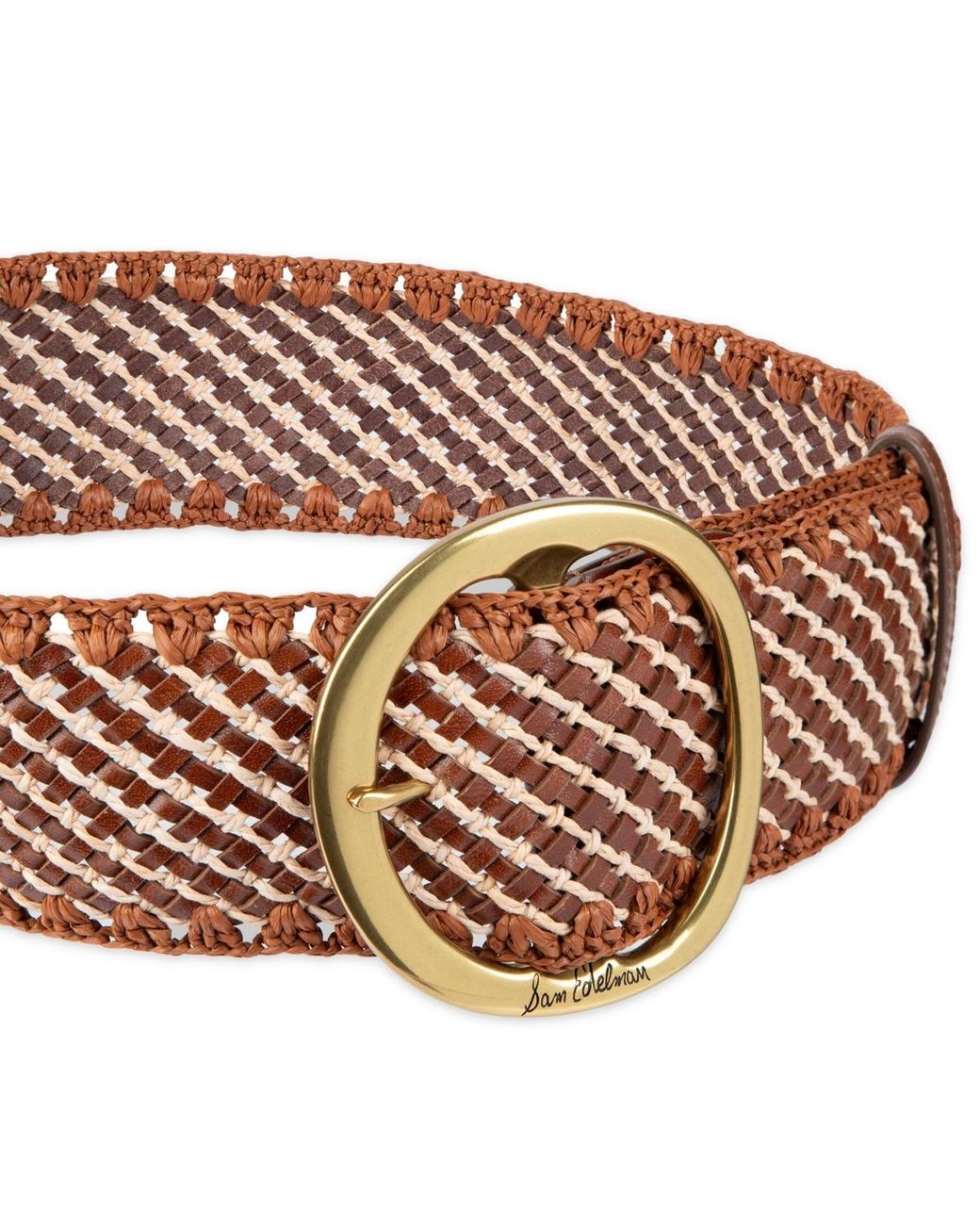 Sam Edelman Raffia And Leather Woven Belt in Brown | Lyst