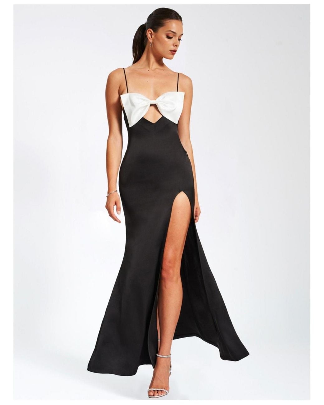 Miss Circle Eleanor And White Bow Satin Gown | Lyst