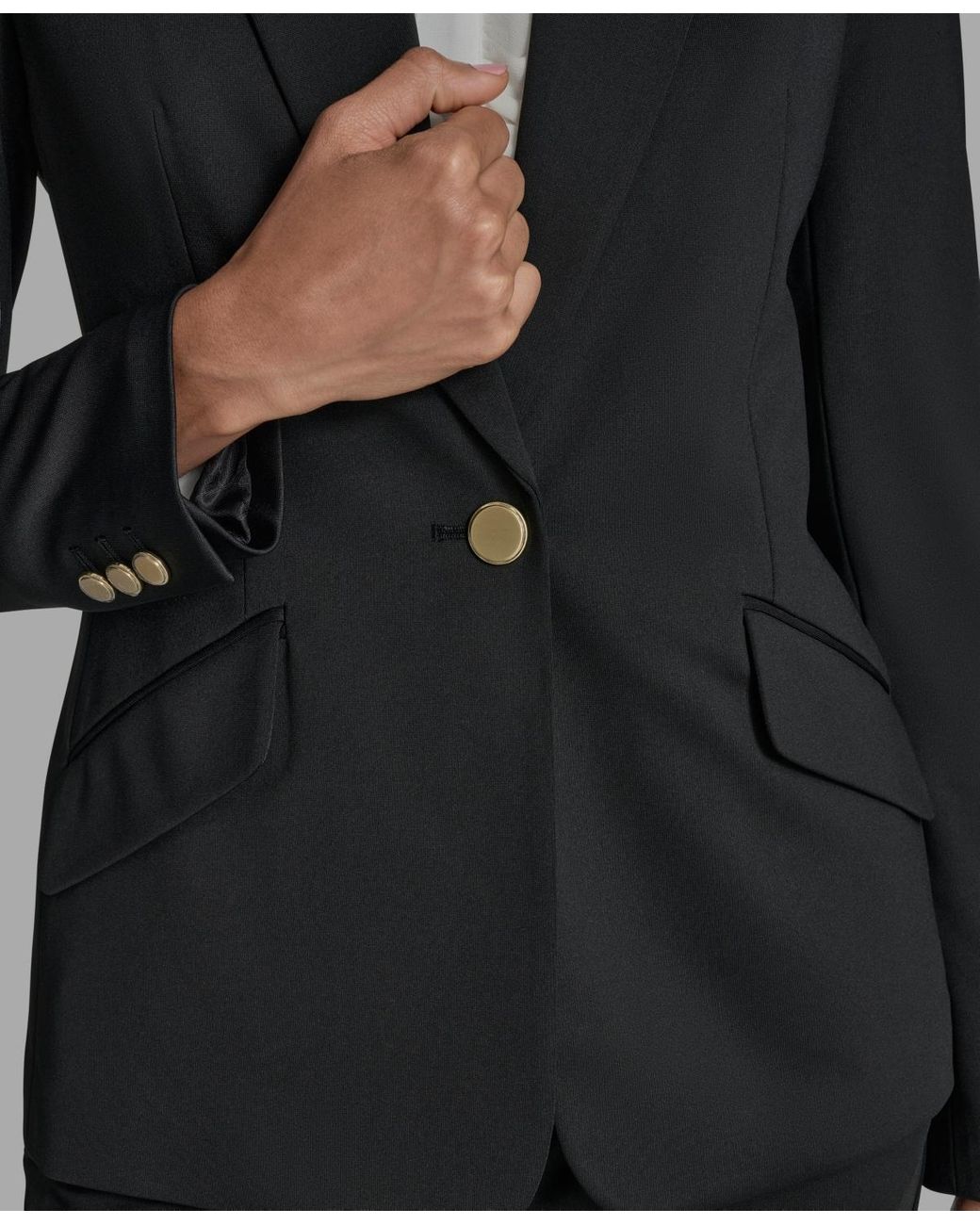 BCBGMAXAZRIA Padded Shoulder One Button Jacket in Black | Lyst