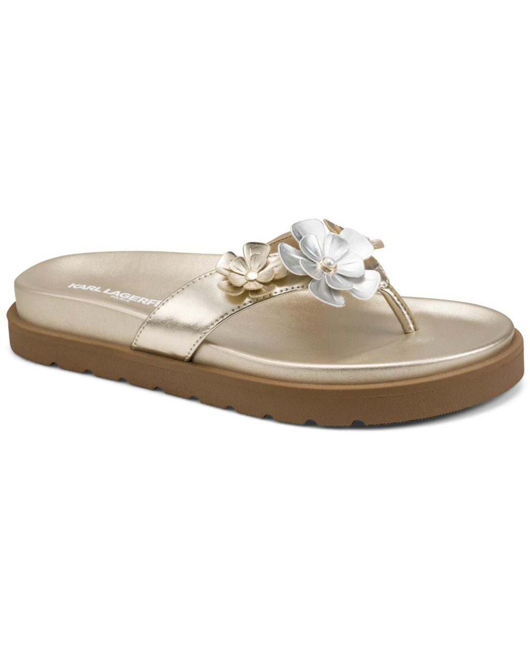KARL LAGERFELD Hayze Fleur Flip Flop Sandals in White | Lyst