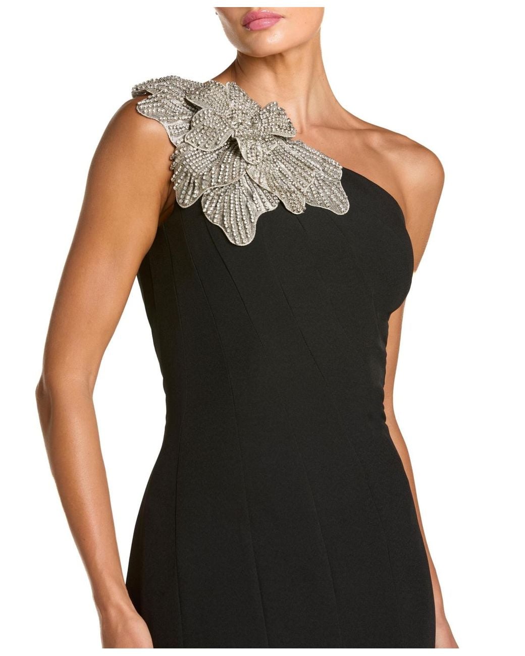 Mac Duggal One-shoulder Crepe Midi Dress in Black | Lyst