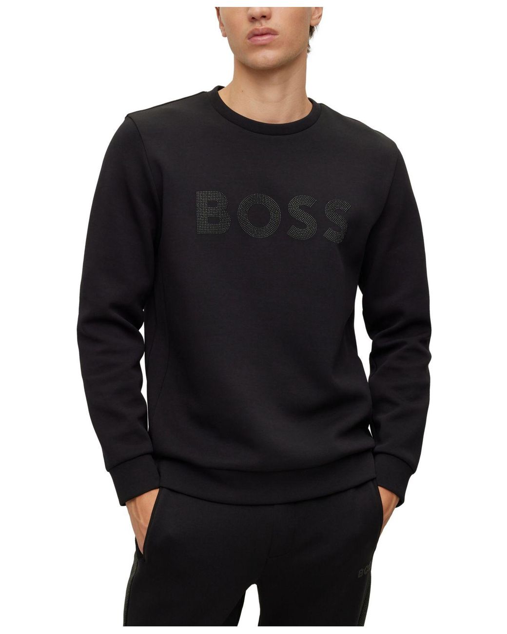 BOSS by HUGO BOSS Rhinestone Logo Sweatshirt in Black for Men | Lyst