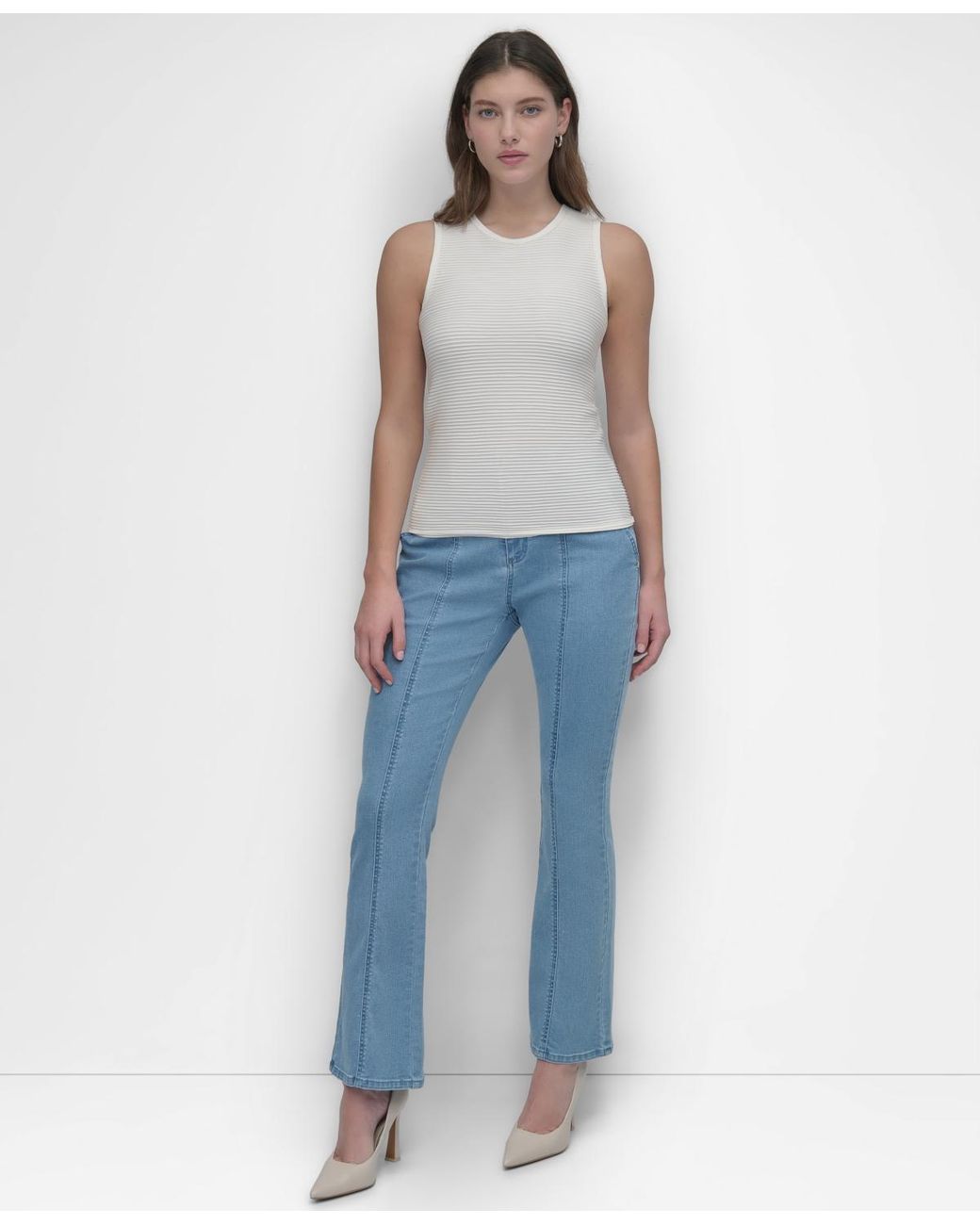 DKNY Cutaway Seamless Tank in Gray | Lyst
