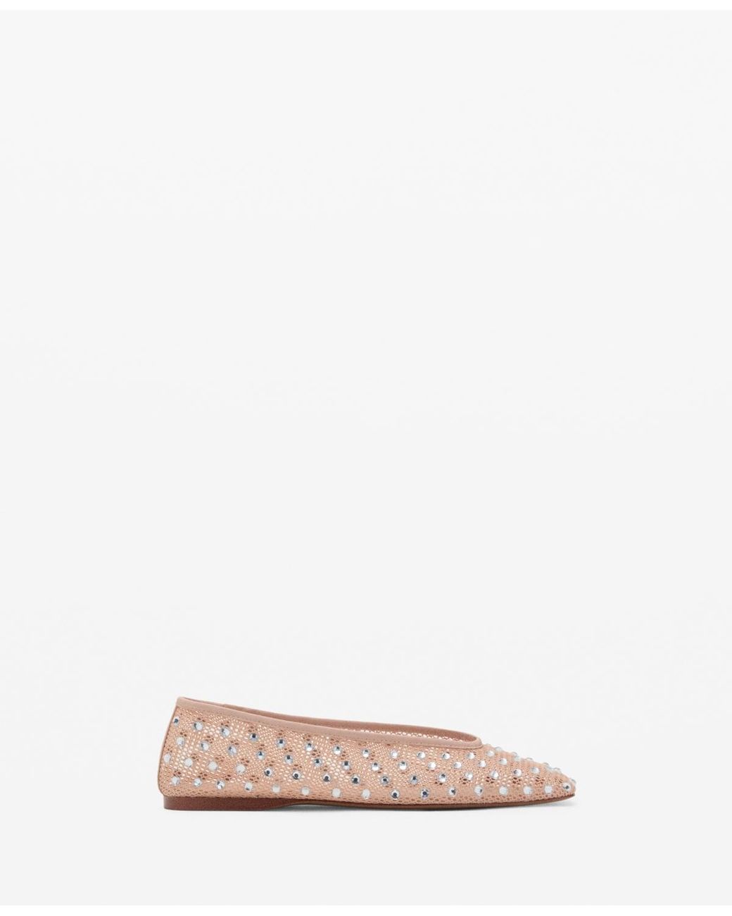 Mango Mesh Strass Ballerina Flats in Pink | Lyst