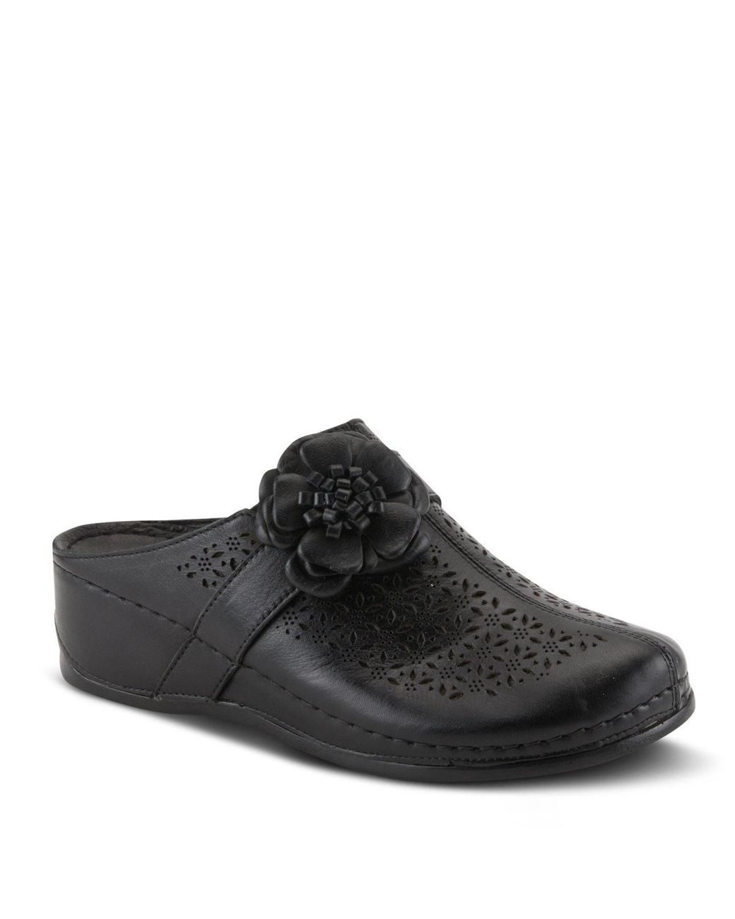 Spring Step Lilybean Leather Perforated Clogs in Black | Lyst