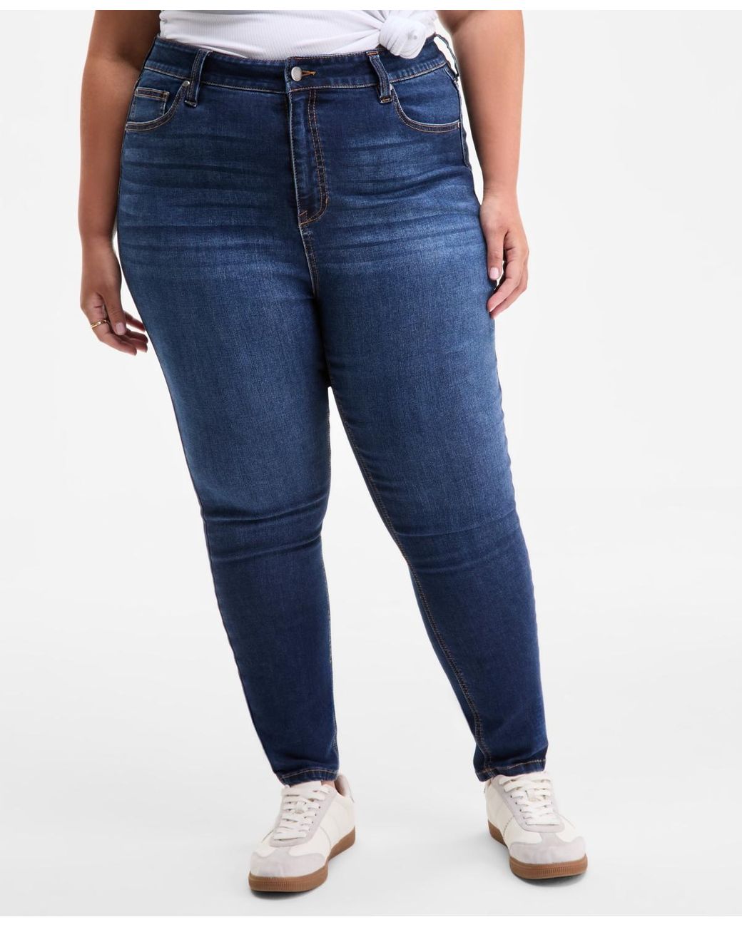 On 34th Trendy Plus Size High-rise Skinny Ankle Jeans in Blue | Lyst