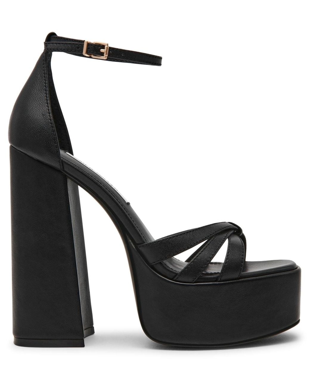 Steve Madden Retro Strappy Block Heel Platform Dress Sandals In Black
