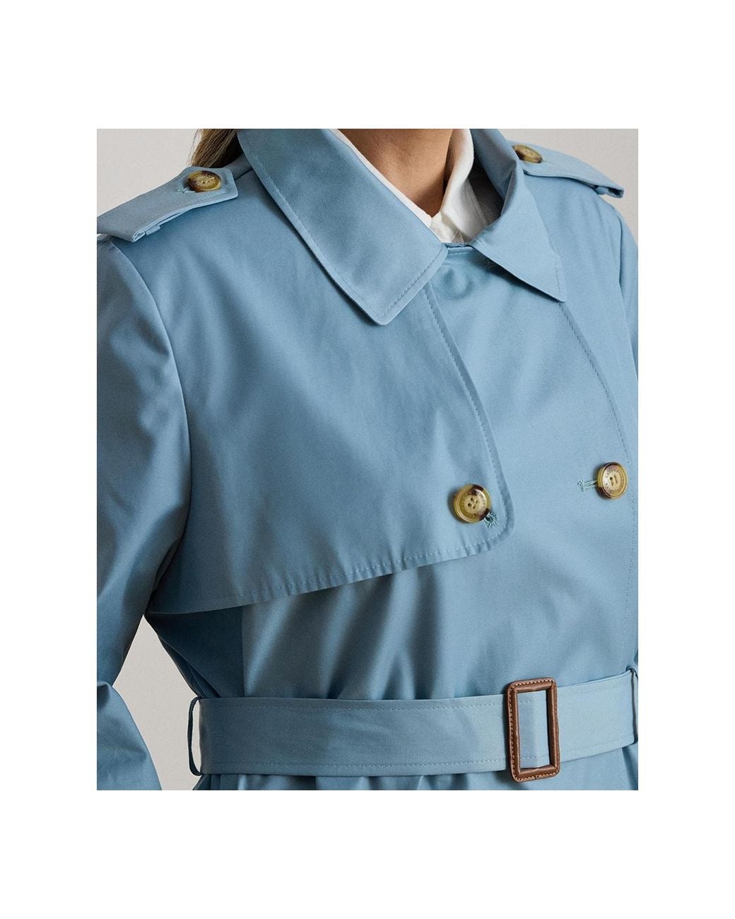 Ralph Lauren Plus Size Double-breasted Belted Trench Coat in Blue | Lyst