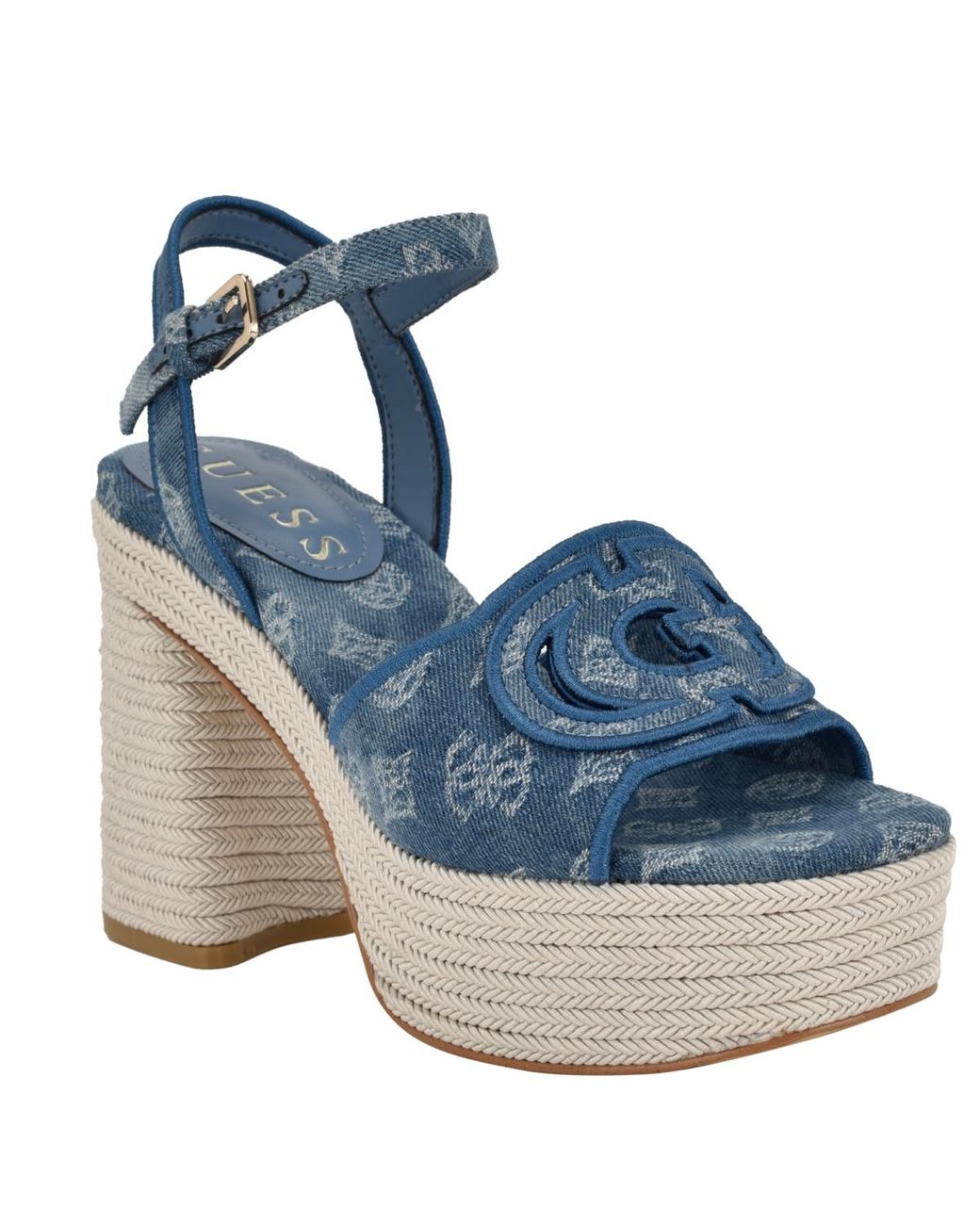 Guess Formaly-g Cutout Fabric Logo Platform Espadrille Dress Sandals in ...