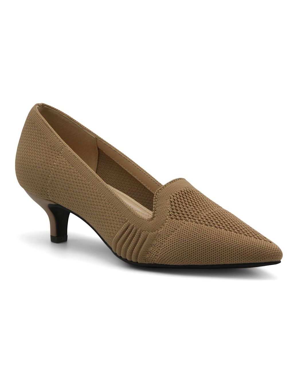 Adrienne Vittadini Skippy Stretch Kitten Heel Pumps In Natural Lyst