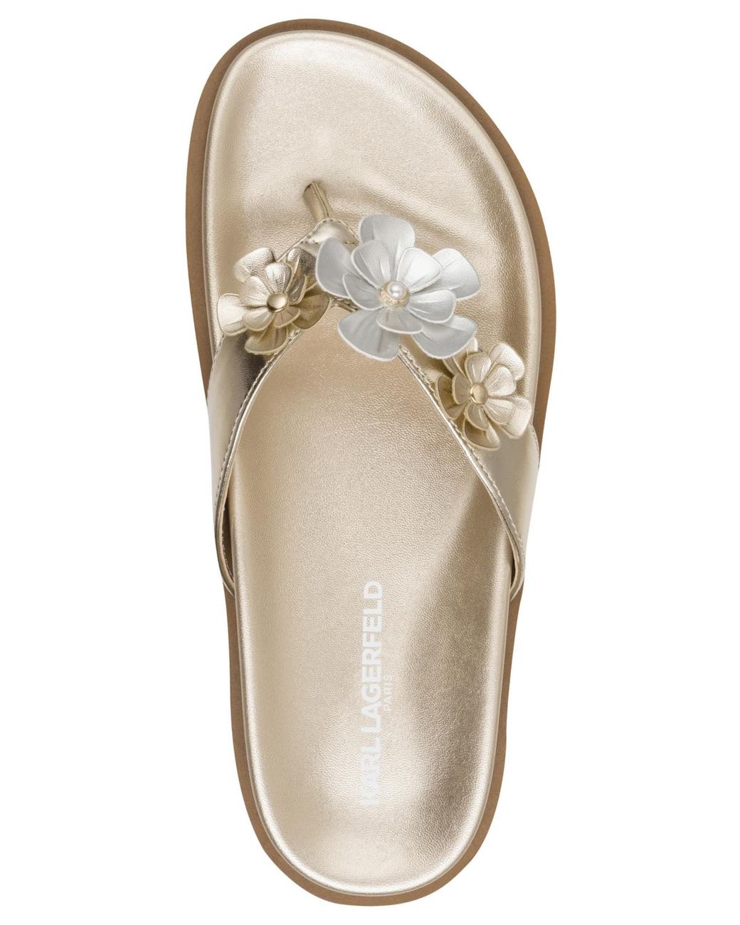 KARL LAGERFELD Hayze Fleur Flip Flop Sandals in White | Lyst