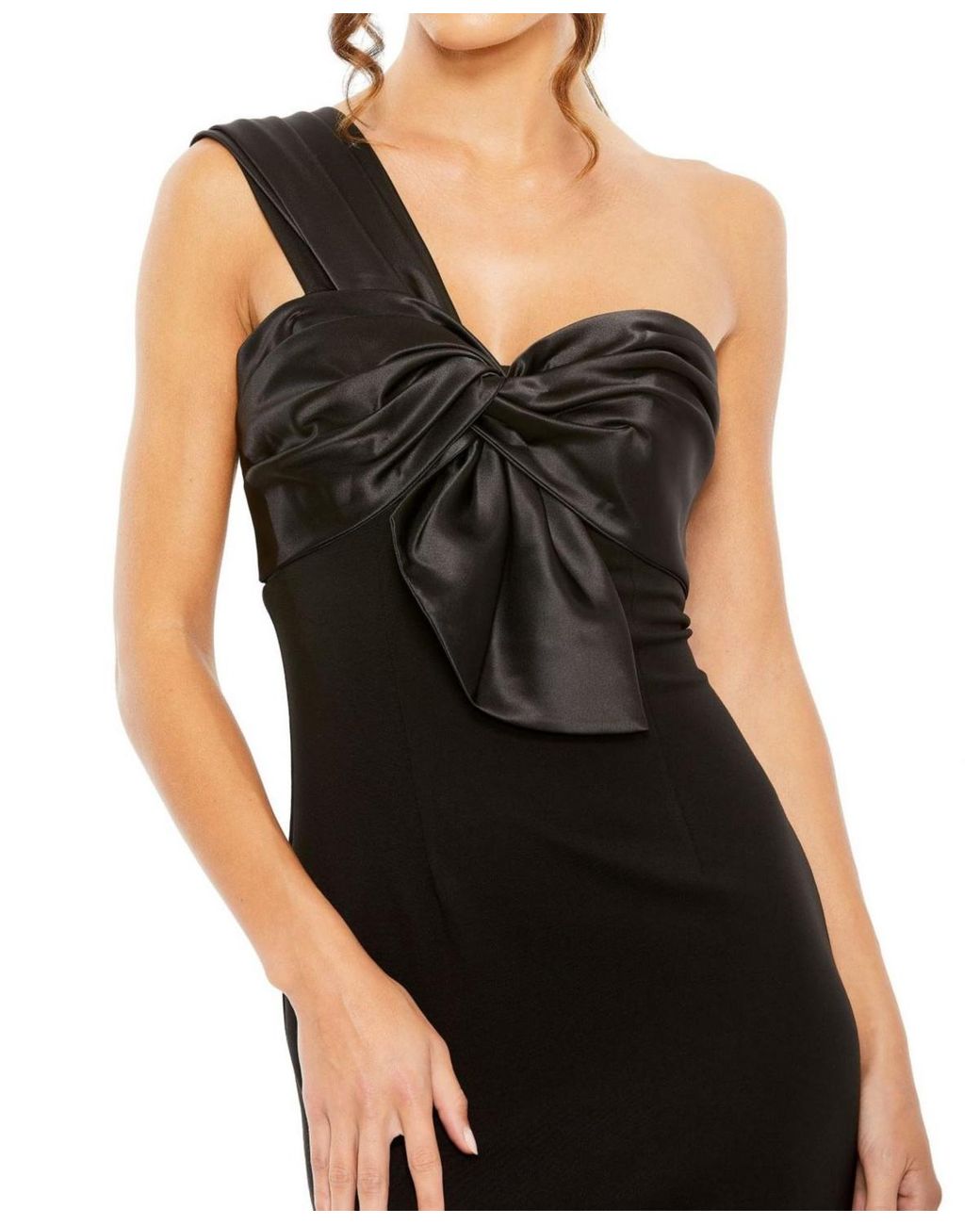 Mac Duggal One Shoulder Draped Trumpet Gown in Black | Lyst