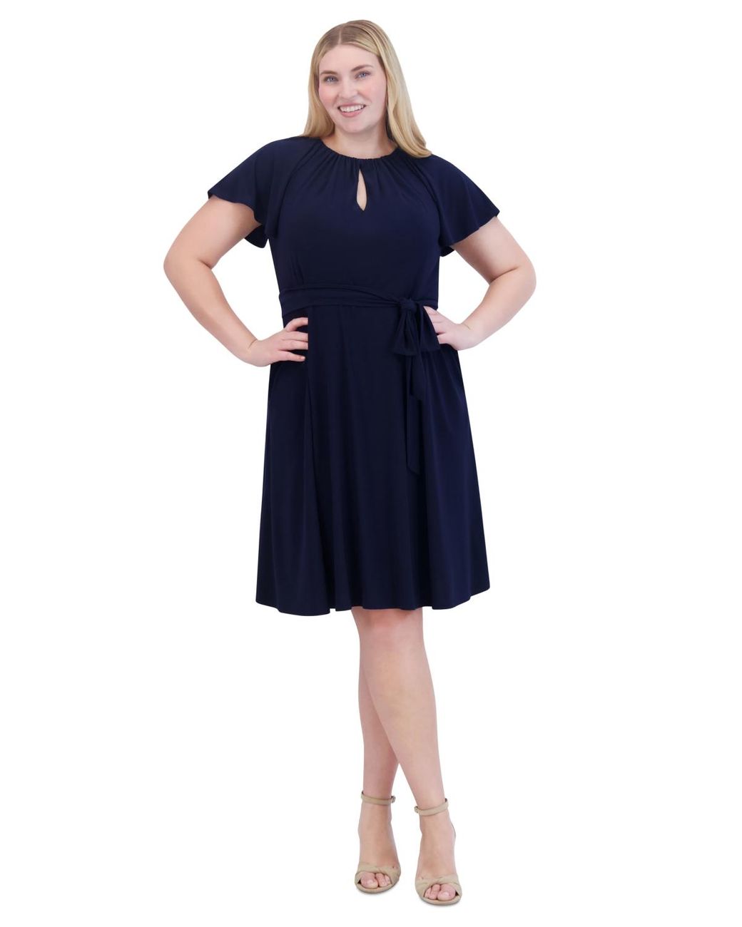 Jessica Howard Plus Size Keyhole Fit & Flare Dress in Blue | Lyst