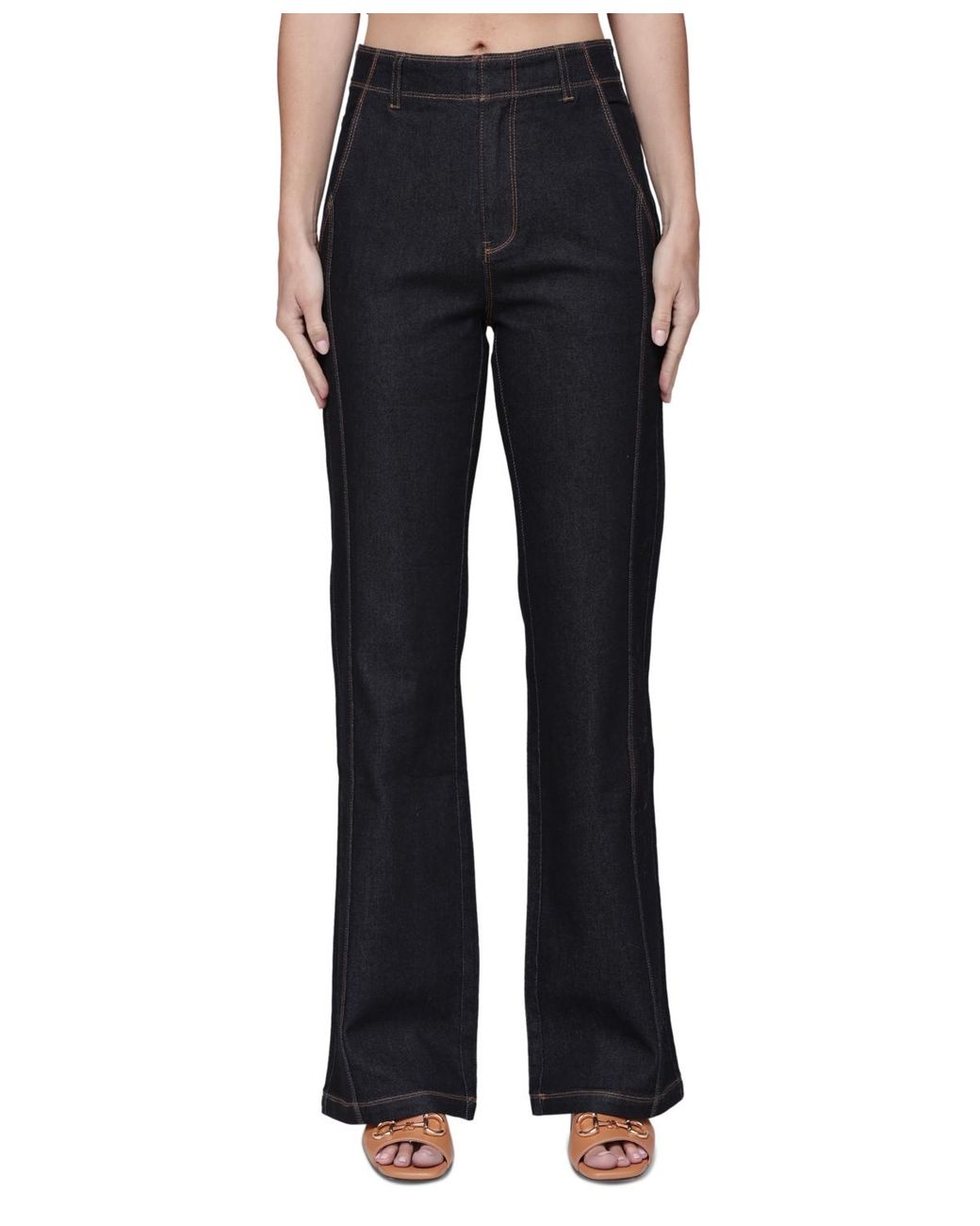 Avec Les Filles Wide Leg Flared Jeans in Blue | Lyst