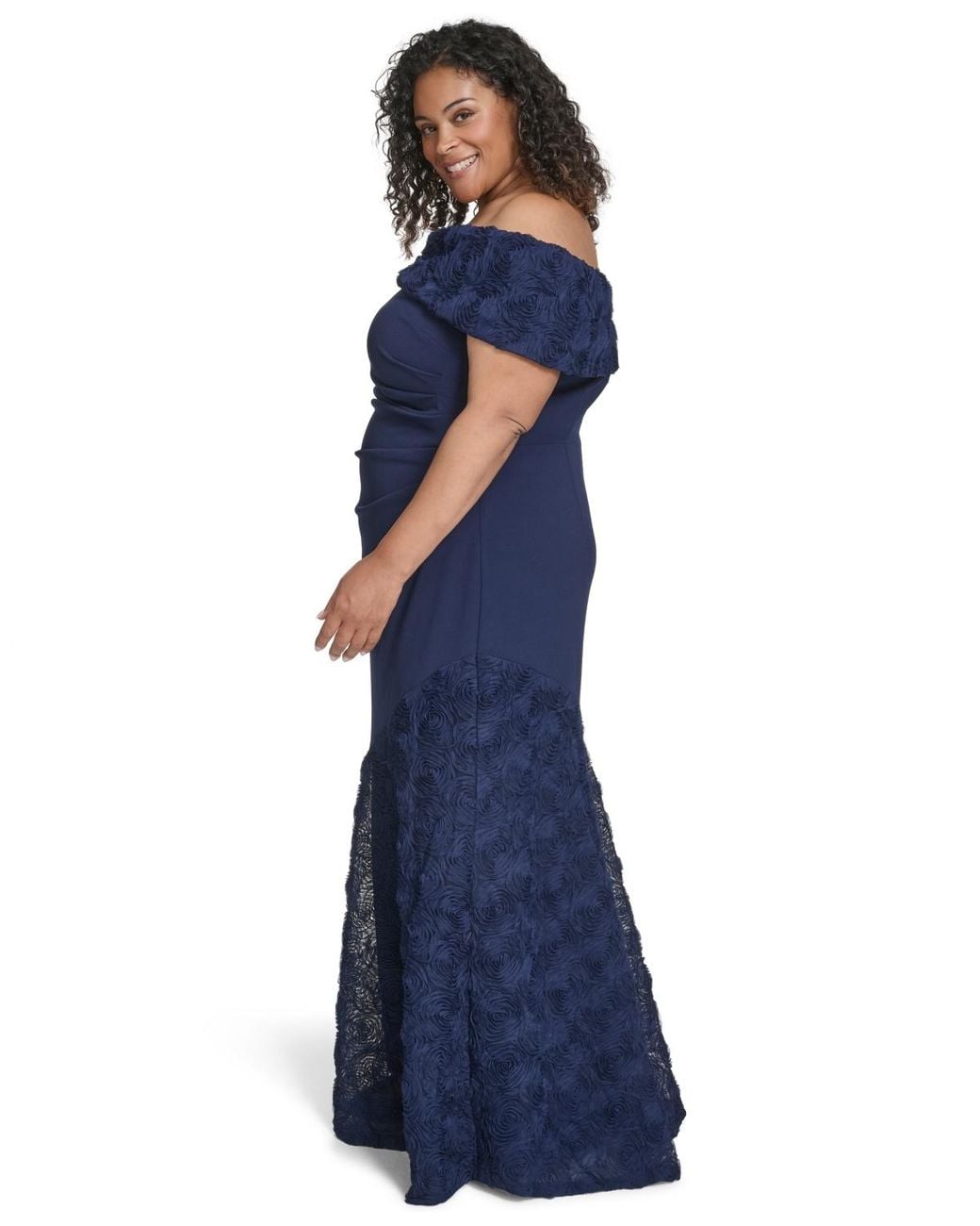 Eliza J Plus Size Off-the Shoulder Mermaid Gown in Blue | Lyst