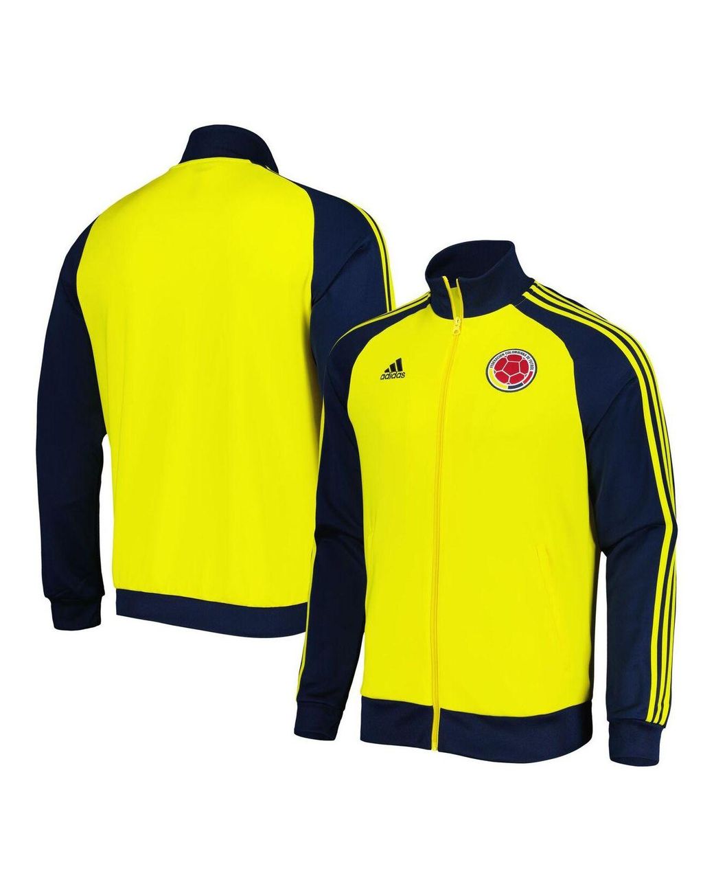 adidas Yellow And Navy Colombia National Team Dna Full-zip Raglan Track ...