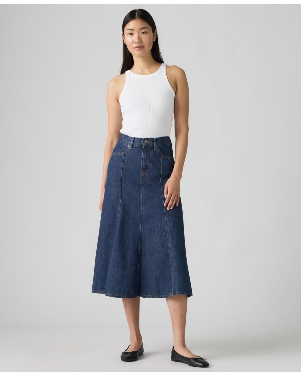 Levi's Fit And Flare High Rise Skirt in Blue | Lyst