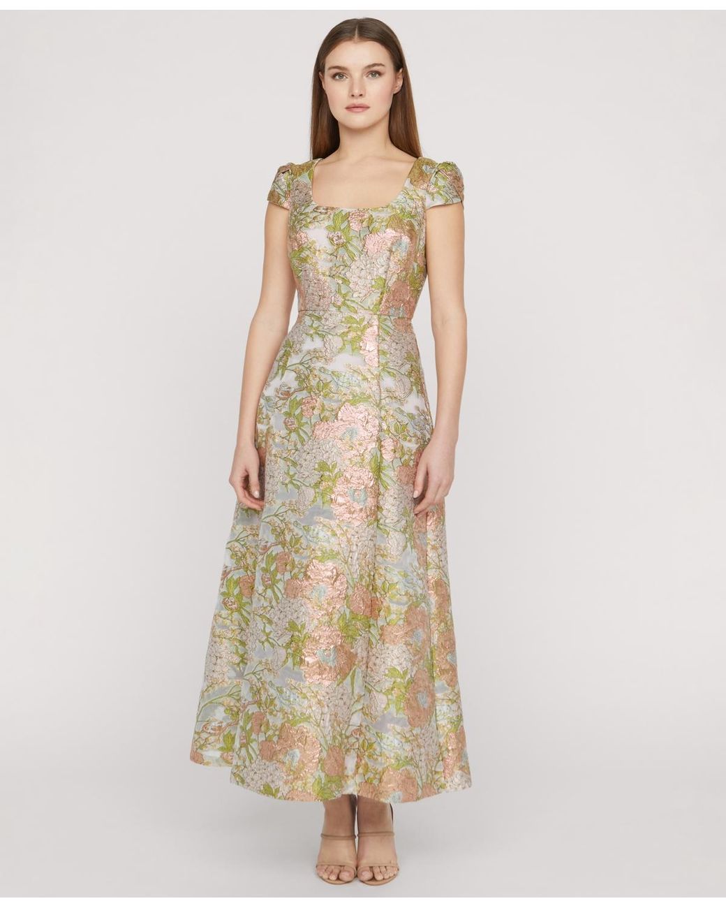 JS Collections Ruthanne Tulip-petal-sleeve Ankle Gown in Natural | Lyst