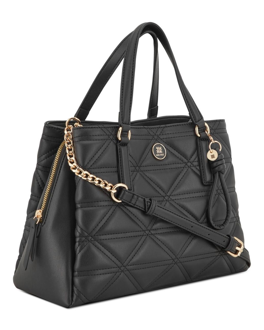 Nine West Harland Medium Satchel Bag in Black | Lyst
