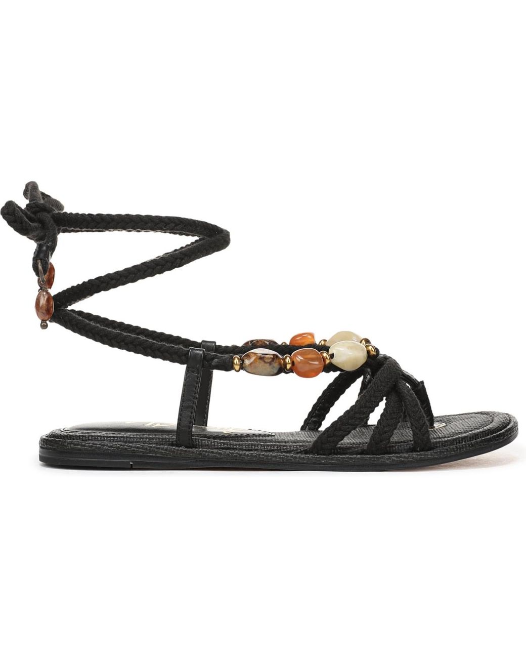 Sam Edelman Rori Strappy Flat Sandals in Black | Lyst