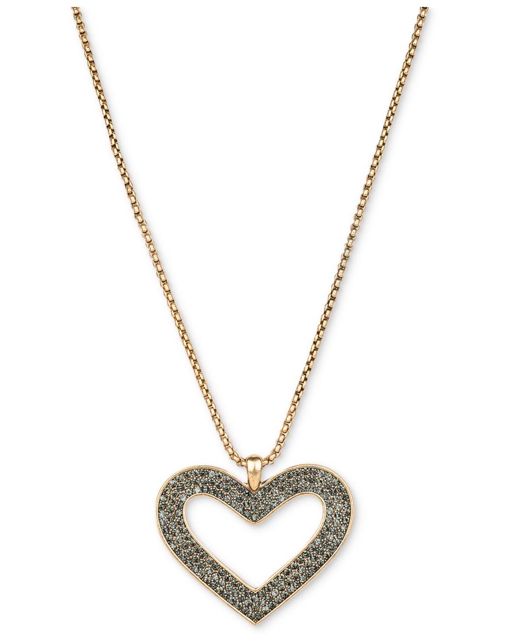 Patricia Nash Gold-tone Pave & Heart Pendant Necklace in Metallic | Lyst