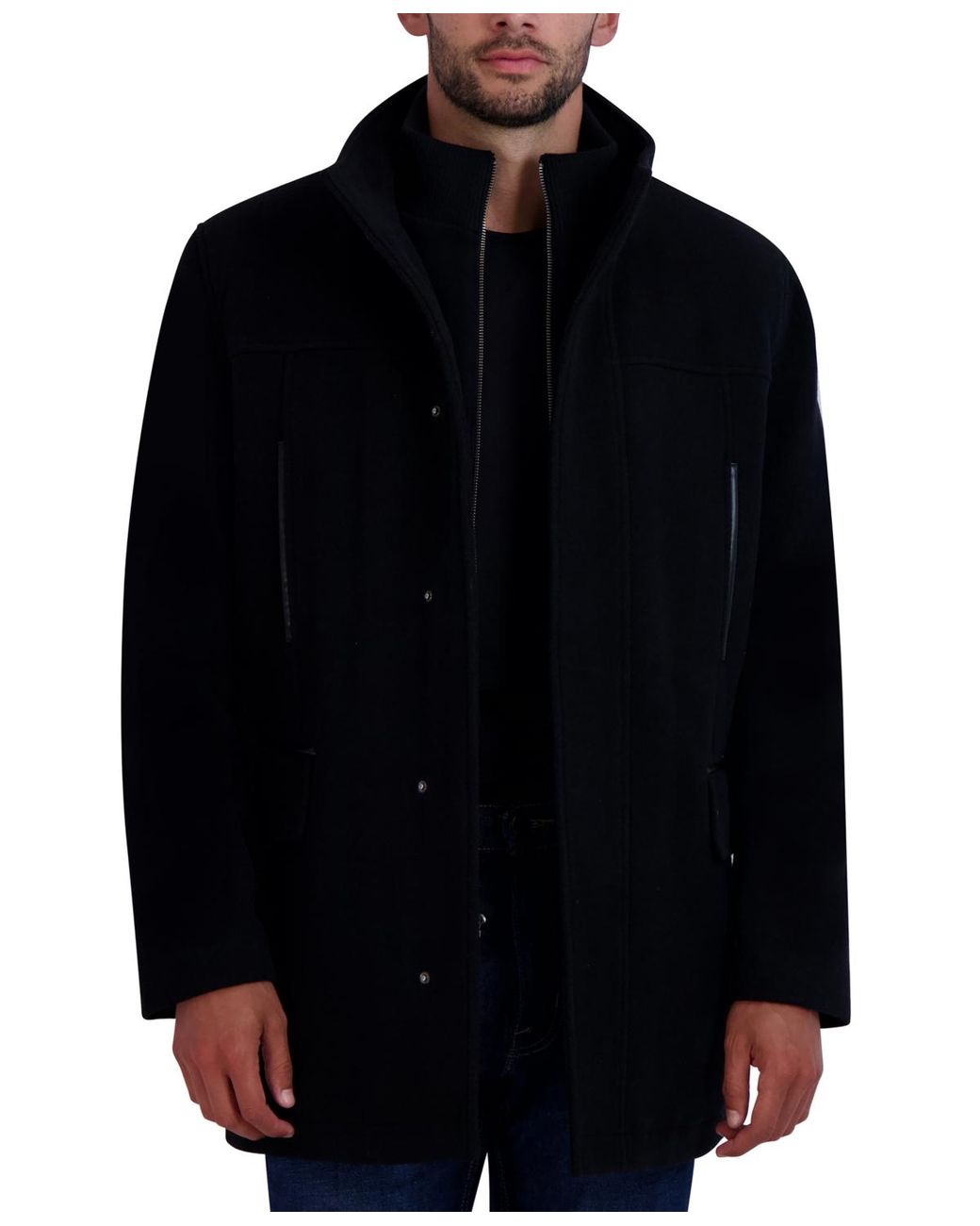 Cole Haan Heavy Plush Car Coat in Blue for Men | Lyst