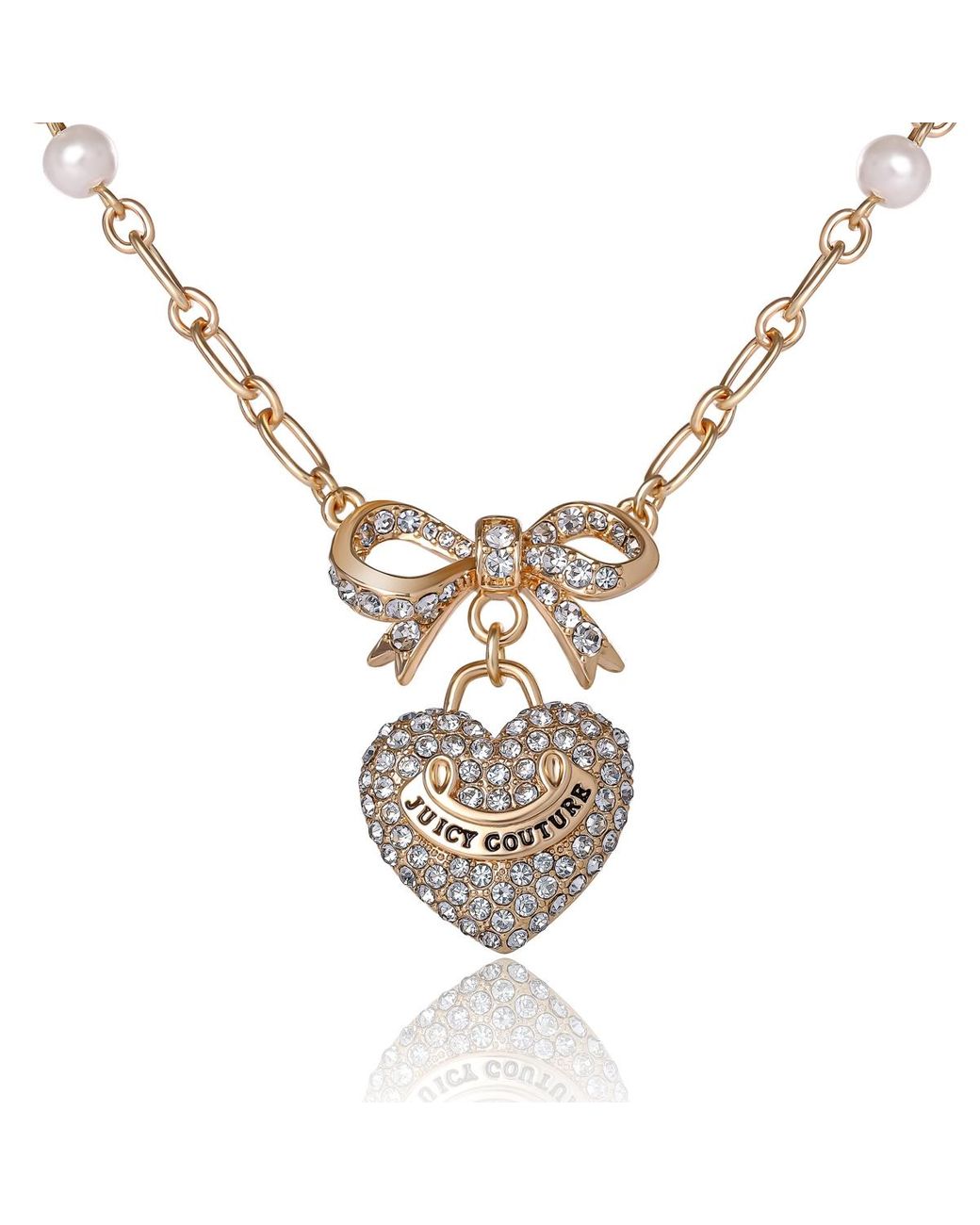 Juicy Couture Gold-tone Pearl Heart Pendant Necklace in Metallic | Lyst