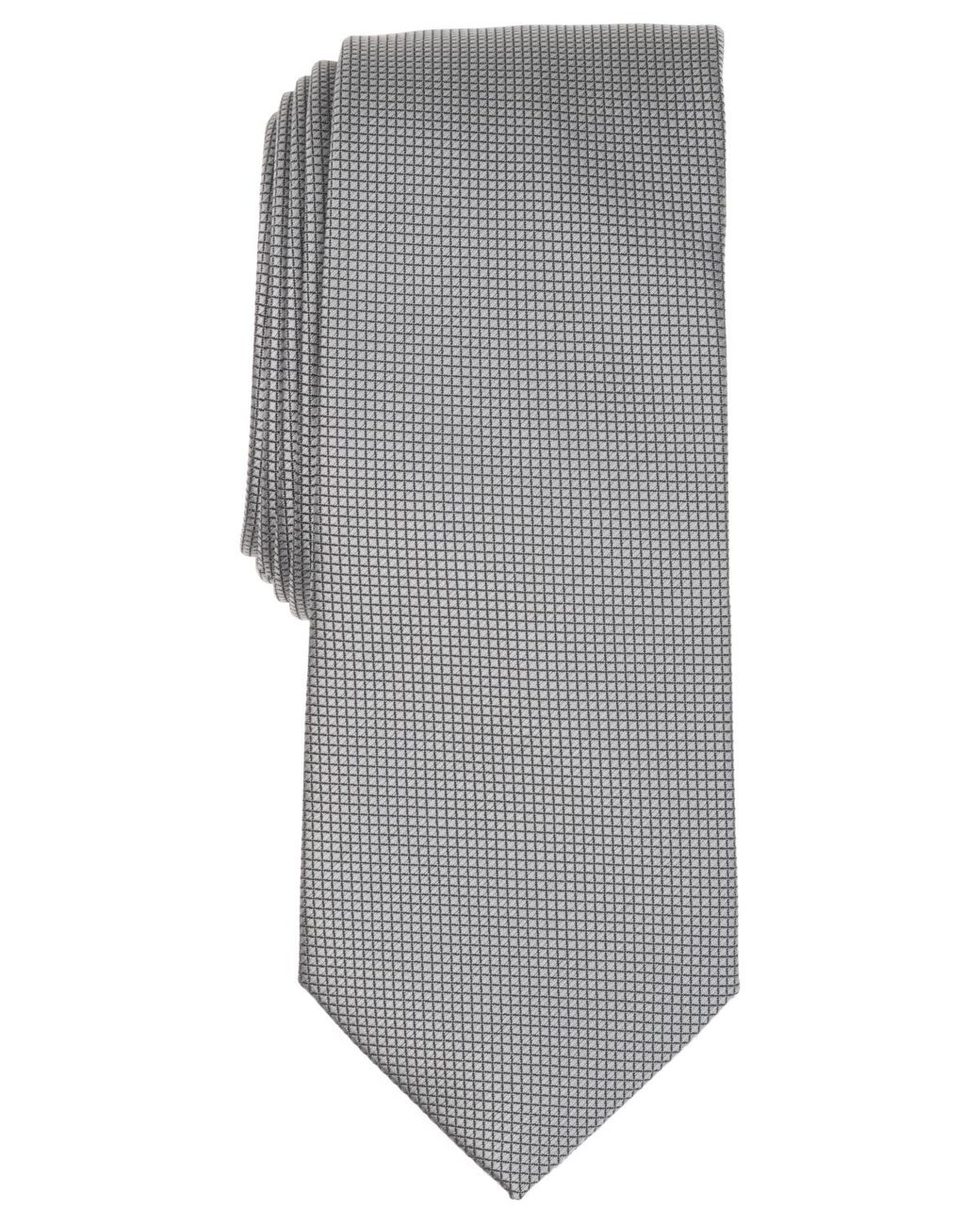 Alfani Burnel Micro Check Slim Tie in Gray for Men | Lyst