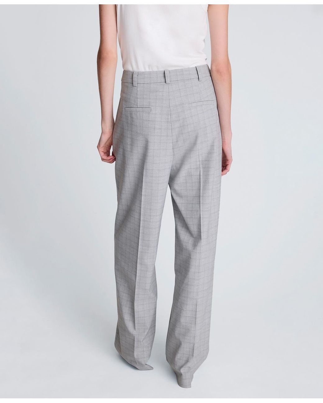 Kenneth Cole Fly Front High-rise Boyfriend Pants in Gray | Lyst
