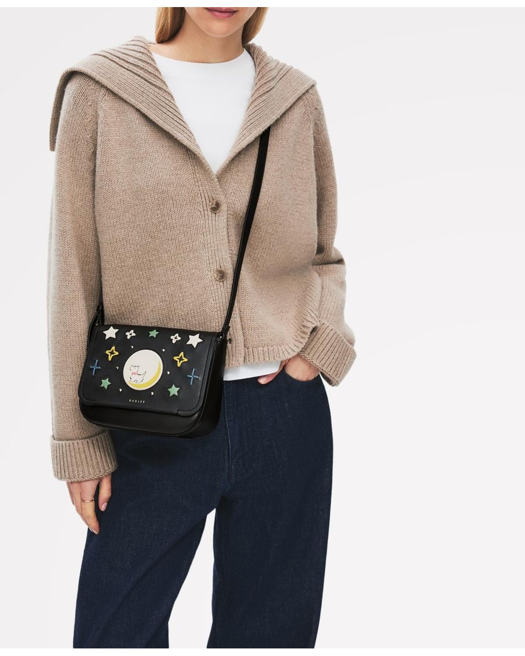 Radley To The Moon Small Flap Over Crossbody Bag in Black | Lyst