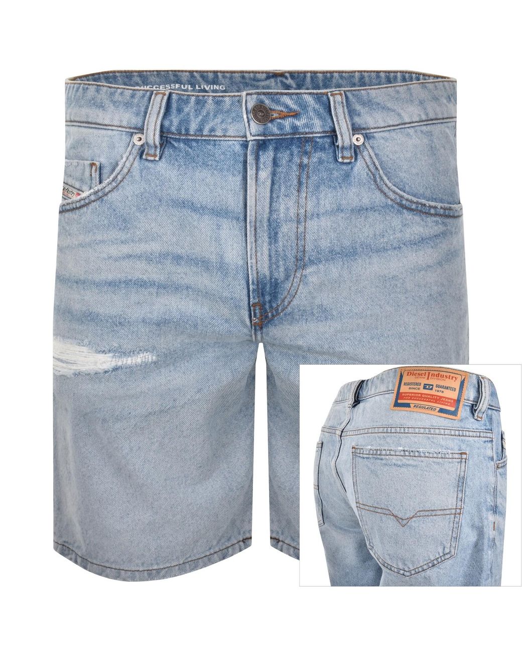 DIESEL Fin Denim Shorts Light Wash in Blue for Men | Lyst