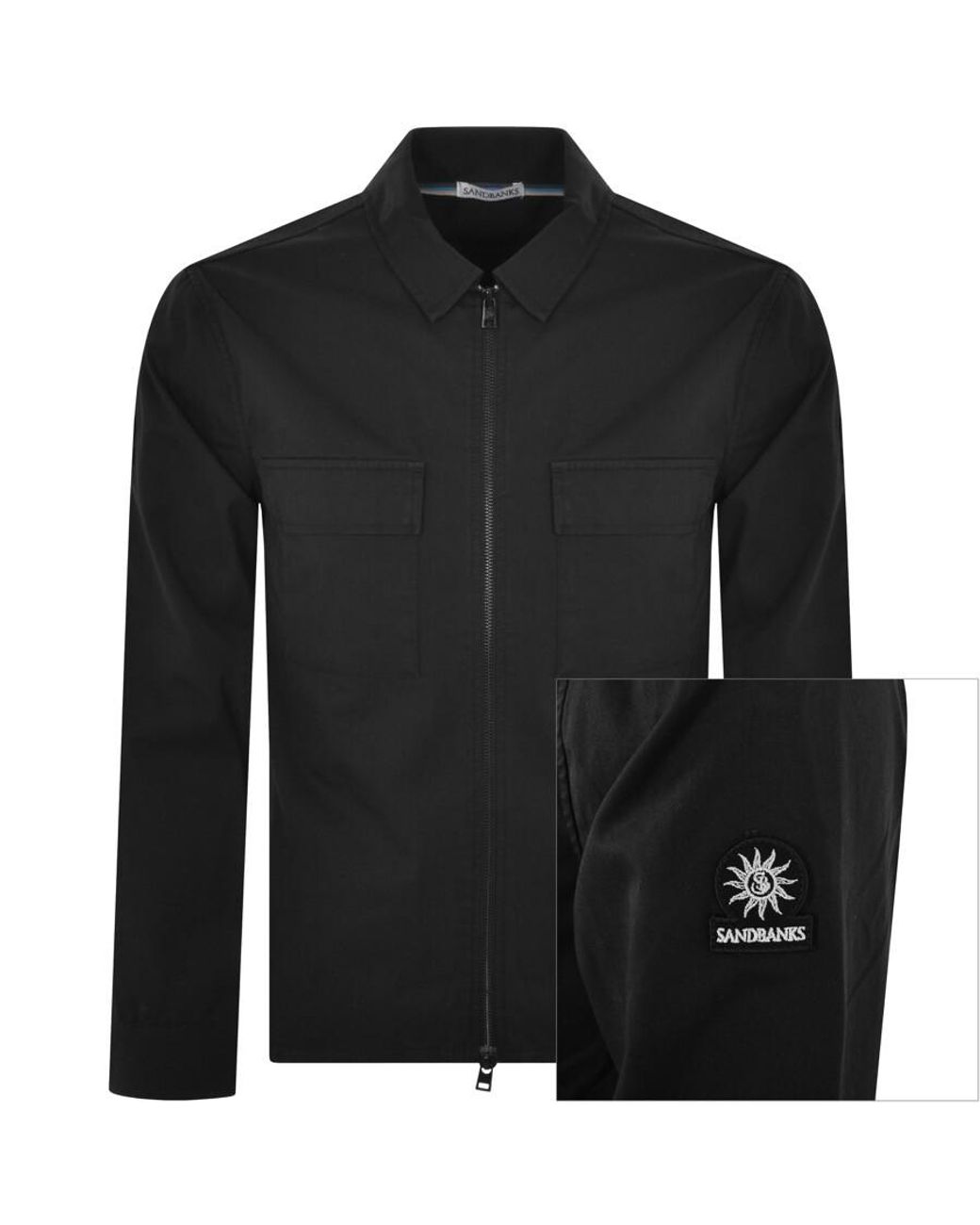 Sandbanks Gabardine Zip Overshirt in Black for Men | Lyst