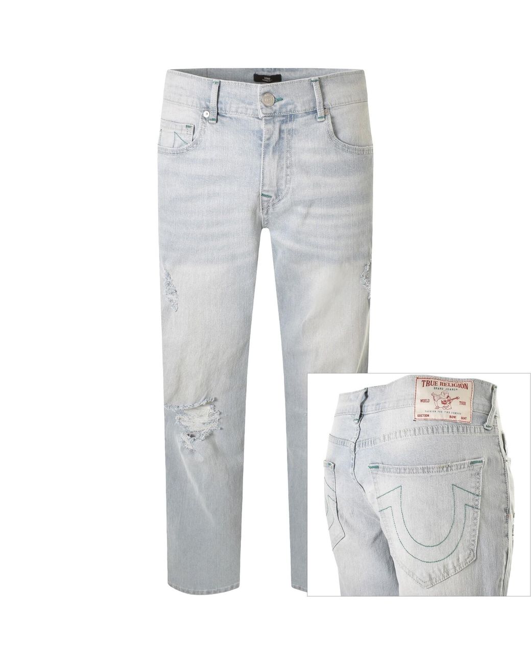 TRUE RELIGION Geno Light Wash Slim Jeans in Gray for Men | Lyst