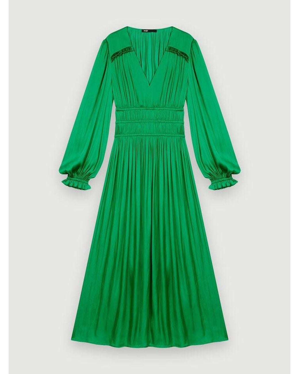 Robe Longue Effet Plissé Maje en coloris Vert | Lyst
