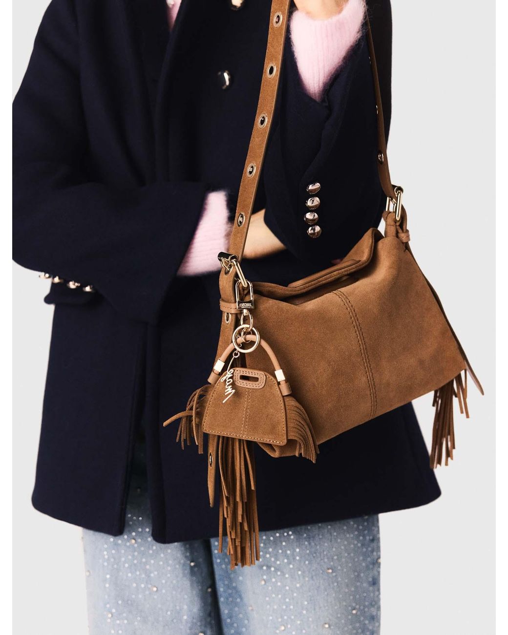 Maje Miss M Mini Mirror Bag Charm in White | Lyst UK