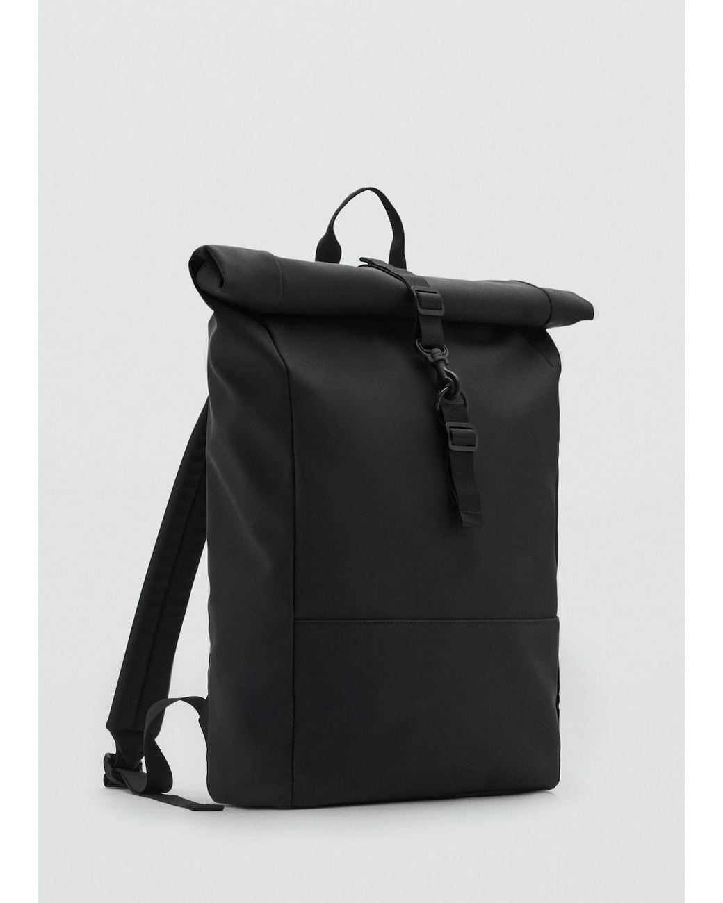 Mango Rubberized Backpack With Flap Closure in Black for Men | Lyst