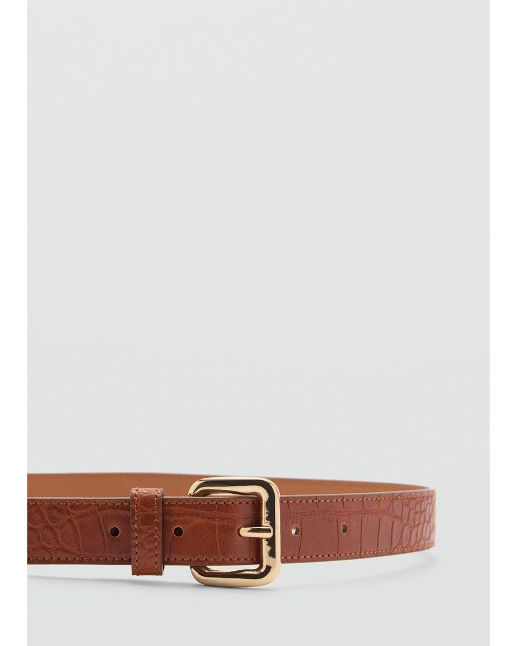 Mango Crocodile Effect Belt in White | Lyst UK