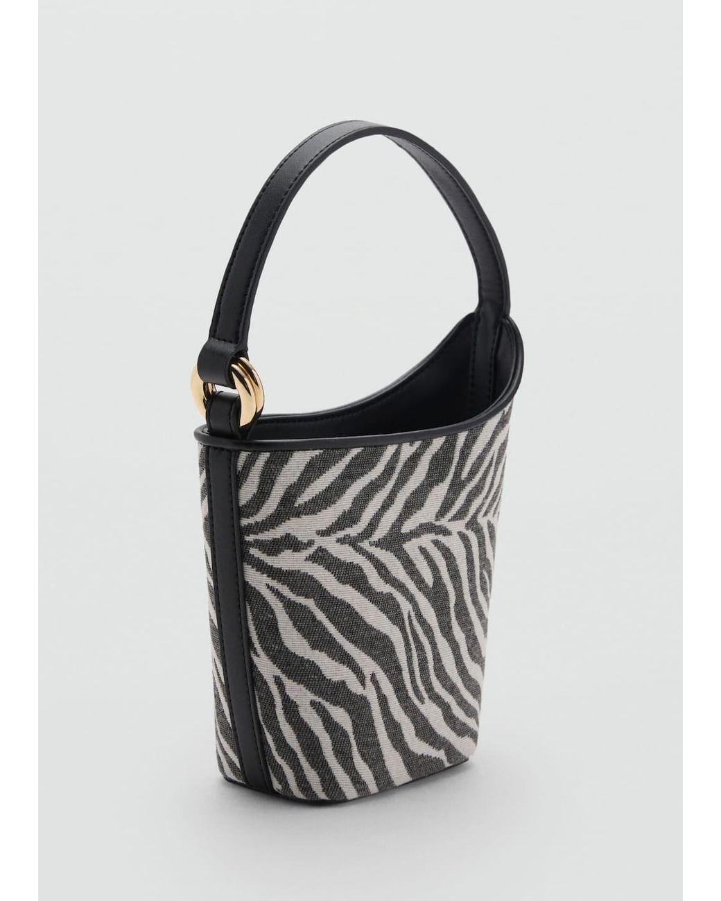Mango Zebra-Print Bucket Bag in White | Lyst