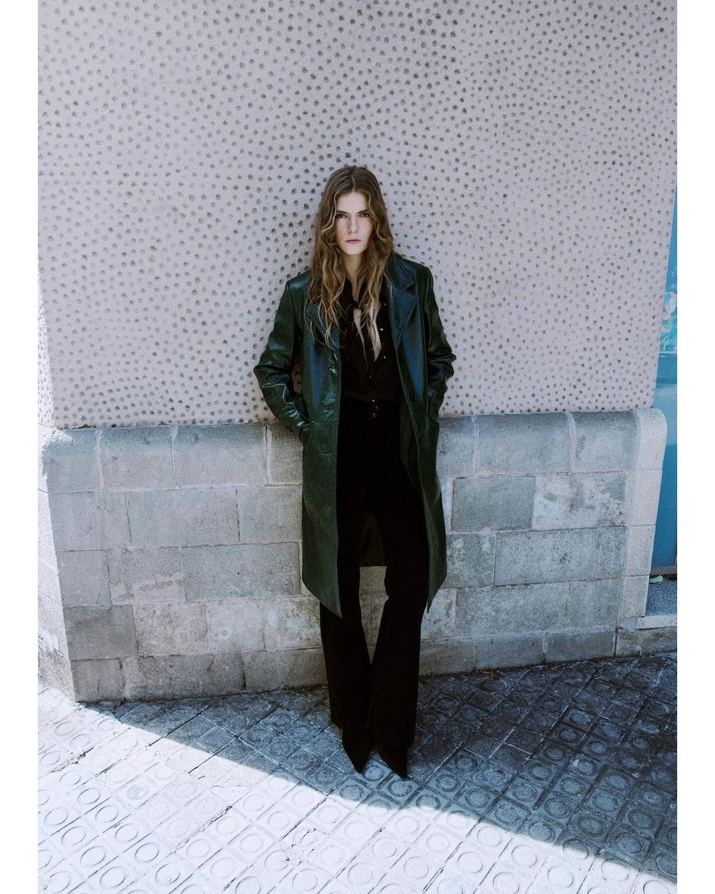 Mango Long Faux-Leather Coat in Grey | Lyst UK