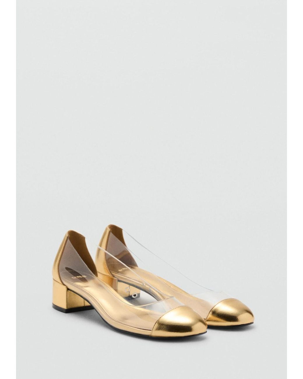 Mango Combined Vinyl Heeled Shoes in Natural | Lyst