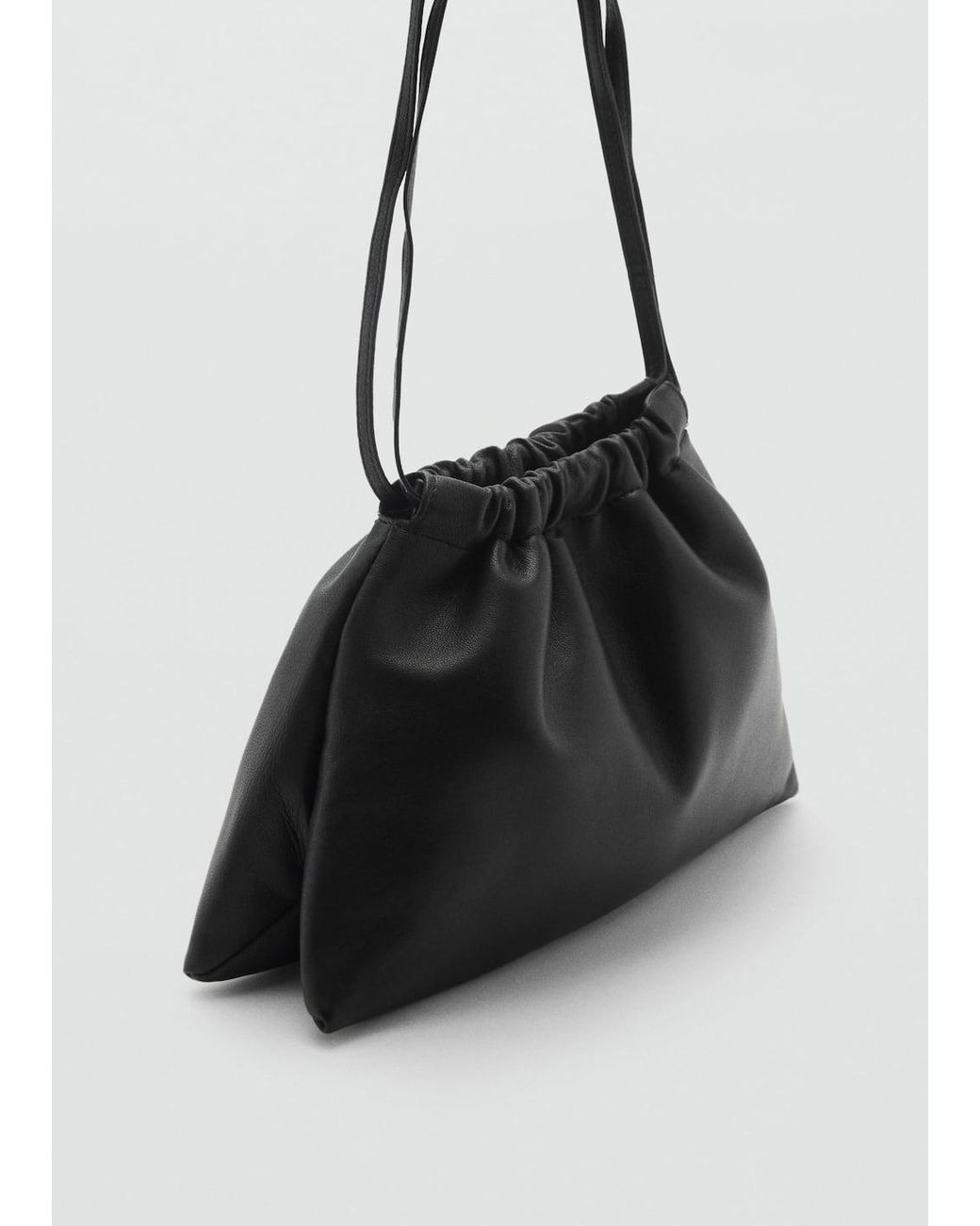 Mango Sack-Style Leather Bag in Black | Lyst